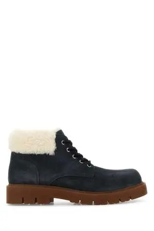 Bottega Veneta Denim Suede Haddock Ankle Boots - Blue