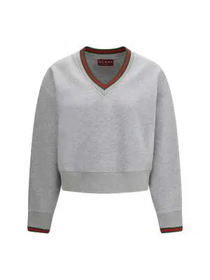 Gucci Web Cotton Jersey Sweatshirt - Gray