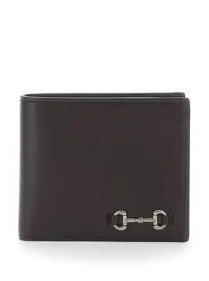 Gucci Bi-fold Wallet With Horsebit On The Front And Logo Imprinted Inside In Leather - Brown