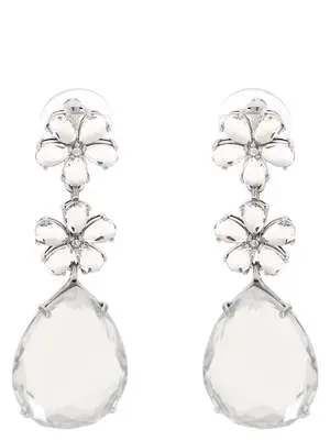 SELF-PORTRAIT Crystal Flower Tiered' Earrings - Silver