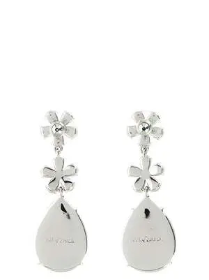 SELF-PORTRAIT Crystal Flower Tiered' Earrings - Silver
