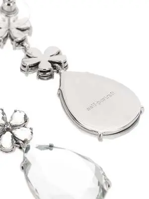 SELF-PORTRAIT Crystal Flower Tiered' Earrings - Silver