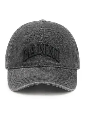 GANNI Embroidered Denim Cap - Multicolor
