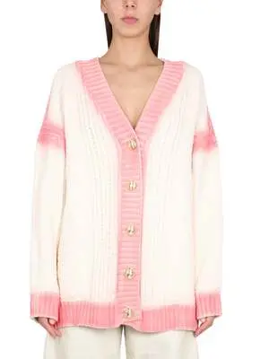 Palm Angels Patent Leather Effect Palm Cardigan - White