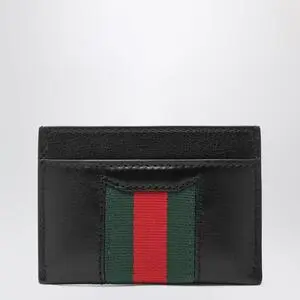 Gucci Web Cardholder With Horsebit In Leather