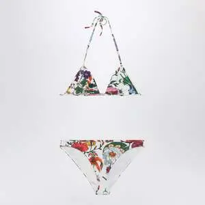 Gucci Sparkling Jersey Bikini With Flora Print - Multicolor