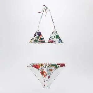 Gucci Gucci Sparkling Jersey Bikini With Gucci Flora Print Women Multicolor