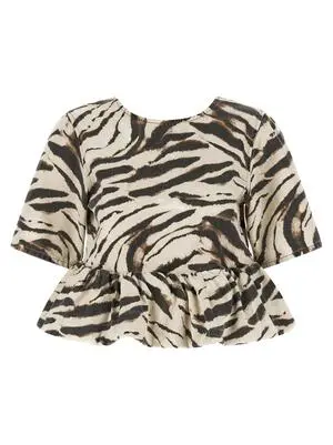 GANNI Zebra Denim' Top - Multicolor