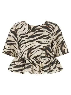 GANNI Zebra Graphic Print Top - Multicolor