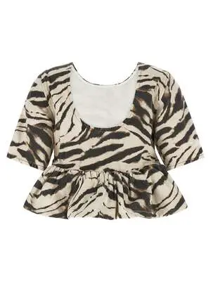 GANNI Zebra Graphic Print Top