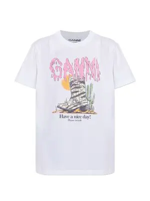 GANNI Printed Cotton T-shirt