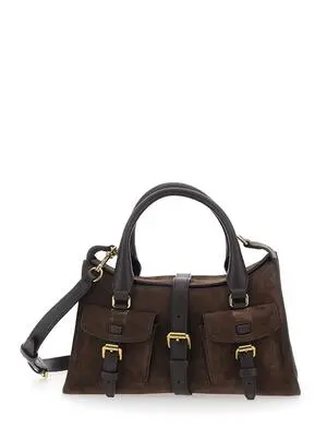 Mulberry Roxanne' Brown Small Handbag With Adjustable And Removable Shoulder Strap And Two Pockets On The Front In Suede For - Multicolor