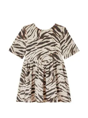 GANNI Zebra Print Cotton Mini Dress - Multicolor