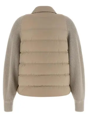 Brunello Cucinelli Shiny Flap Detail Down Jacket - Cream