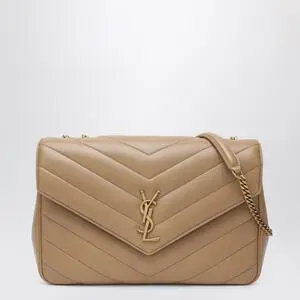 Saint Laurent Loulou Large Light Brown Leather Bag - Cream