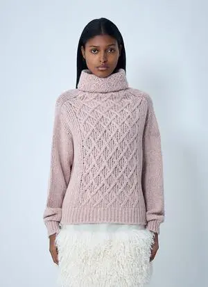 Moncler Wool-blend Cable Knit Sweater - Pink