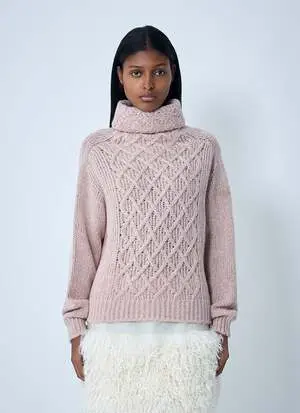 Moncler Wool-blend Cable Knit Sweater - Pink