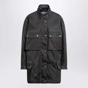Prada Lead-colored Washed Re-nylon Raincoat - Gray