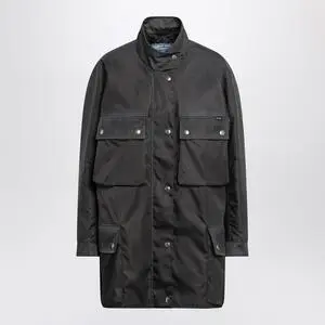 Prada Lead-colored Washed Re-nylon Raincoat - Gray