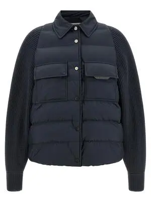 Brunello Cucinelli Shiny Flap Detail Down Jacket