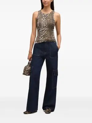 GANNI Organic Cotton Leopard Print Tank Top - Multicolor