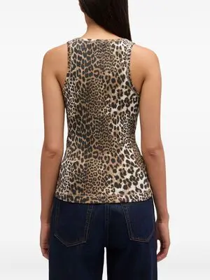 GANNI Organic Cotton Leopard Print Tank Top - Multicolor