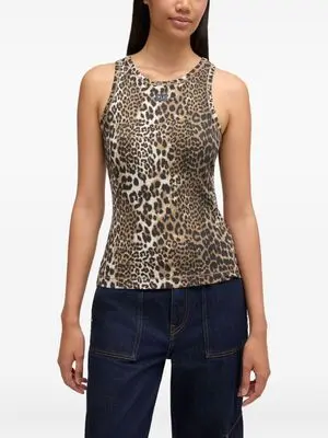 GANNI Organic Cotton Leopard Print Tank Top