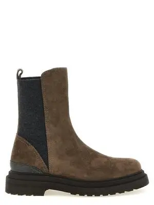 Brunello Cucinelli Precious Detail' Ankle Boots - Brown