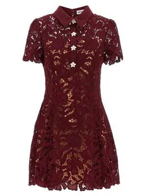 SELF-PORTRAIT Burgundy Lace Mini' Dress - Multicolor