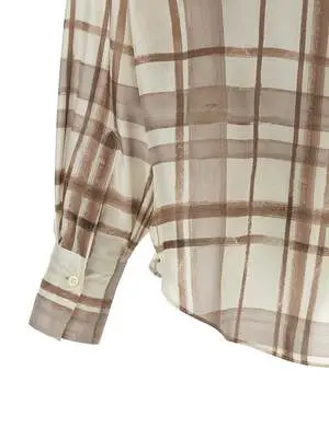 Brunello Cucinelli Check Patterned Silk Shirt