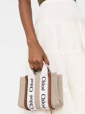 Chloé Woody Mini Linen Tote