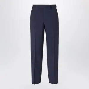 Fendi Dark Wool Canvas Trousers - Blue