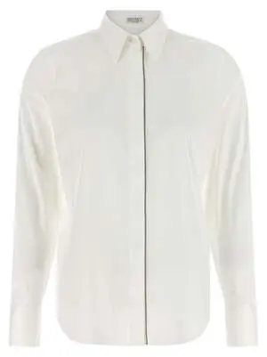 BRUNELLO CUCINELLI Brunello Cucinelli Shiny Trim Stretch Cotton Poplin Shirt