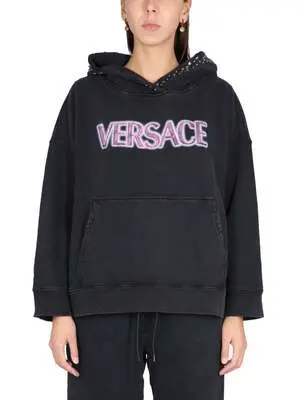 Versace Sweatshirt With Studs - Black