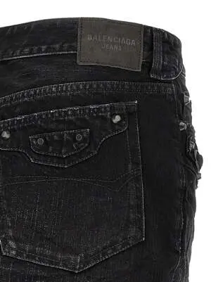 Balenciaga City Denim Miniskirt - Black