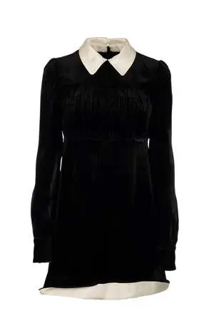 Prada Velvet Dress With Contrast Collar - Multicolor