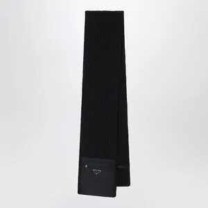 Prada Wool Scarf With Re-nylon Pocket - Black