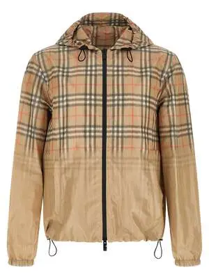 Burberry Checked Hooded Windbreaker - Cream