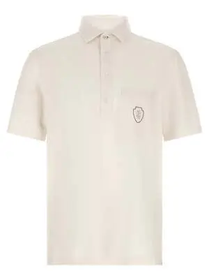 Brunello Cucinelli Brunello Cucinelli Men Heraldic Logo Polo Shirt White
