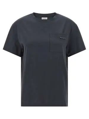 Brunello Cucinelli Shiny Tab' T-shirt - Blue