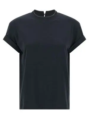 Brunello Cucinelli Shiny Collar' T-shirt - Blue