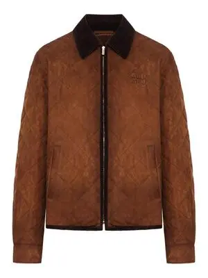 Miu Miu Suede Jacket With Velvet Collar - Multicolor