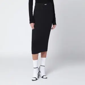 Off-White Pencil Skirt With Off Logo - Black