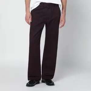 Needles Burgundy Cotton-blend Trousers
