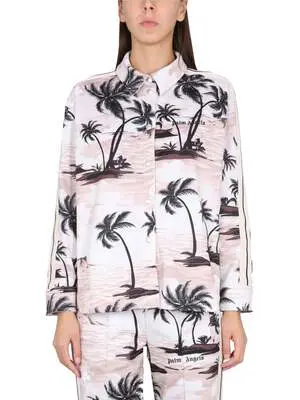 Palm Angels Island Print Shirt - Cream