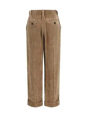 Brunello Cucinelli Elasticated Viscose And Cashmere Pants - Brown