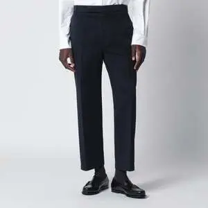 Thom Browne Navy Cotton Trousers - Blue