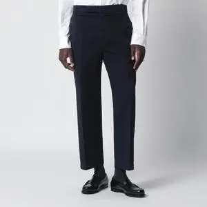 Thom Browne Navy Cotton Trousers - Blue