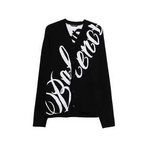 Balenciaga Logo Lettering Cardigan - Black
