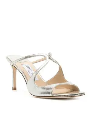 JIMMY CHOO Champagne Laminated Leather Clogs